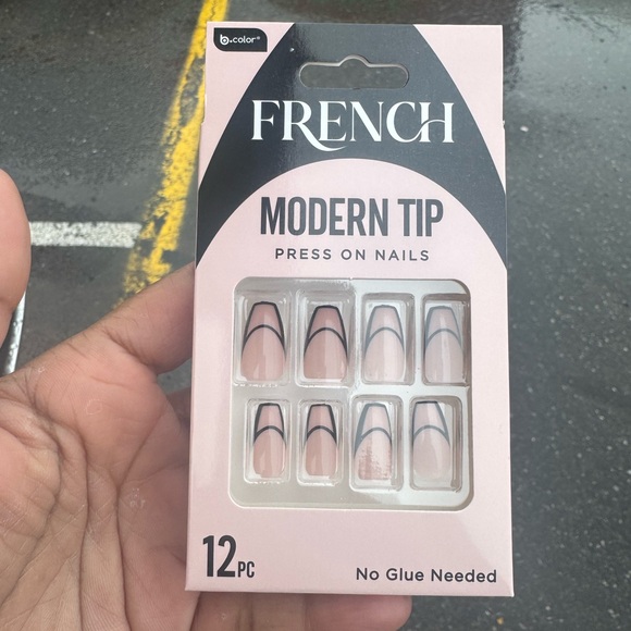 Frenchi | Makeup | Frenchi Black And Pink Modern Tip Nails | Poshmark
